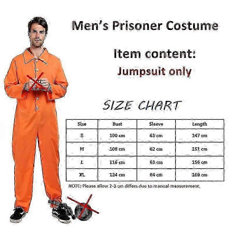 Men's Prisoner Jumpsuit Cosplay Halloween Costume For Adult Orange ...