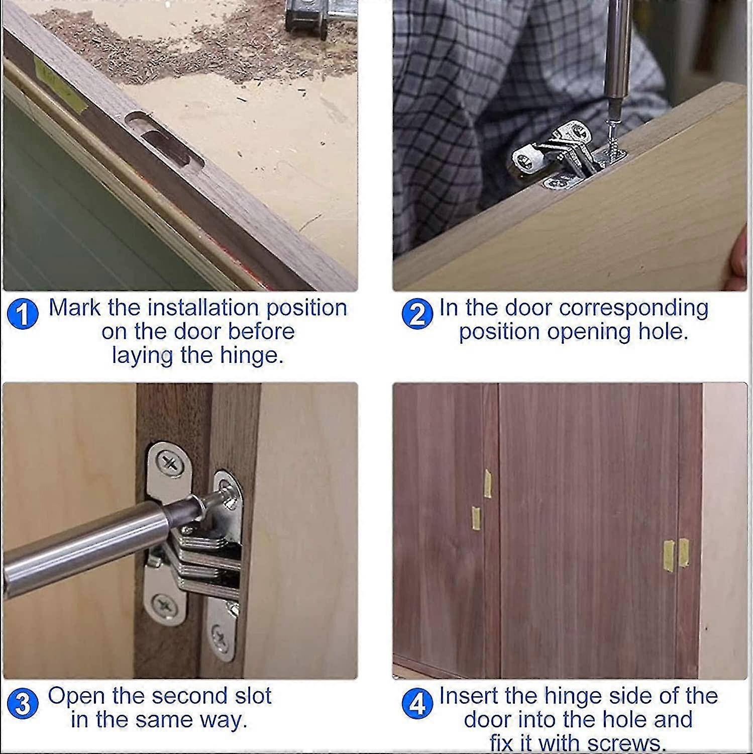 2 Pairs Of 45mm Hidden Cabinet Hinge Stainless Steel Invisible Door ...