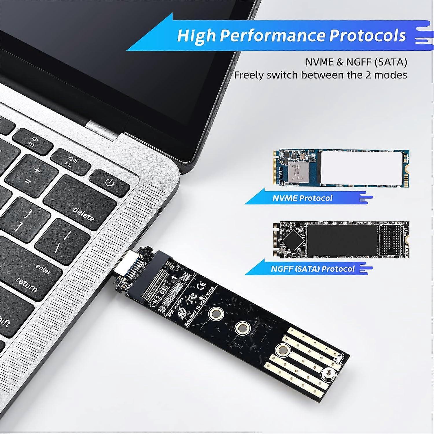 M.2 to USB Adapter M.2 NVME/NGFF Hard Drive USB3.1 Gen2 10Gbps USB to ...
