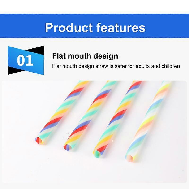 Cocktail Straw Thick Tube Spiral Rainbow Strawmixed Color Straw Party ...