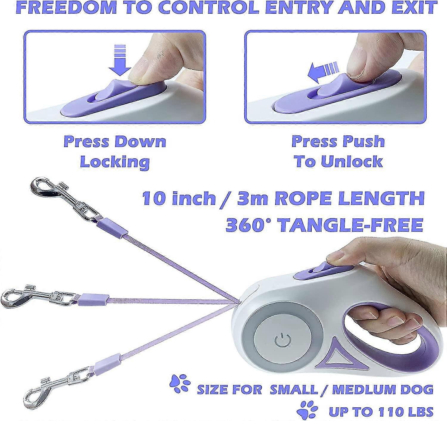 Dog Leash Retractable Dogs Leashes with Led Bright Flashlight Walking ...