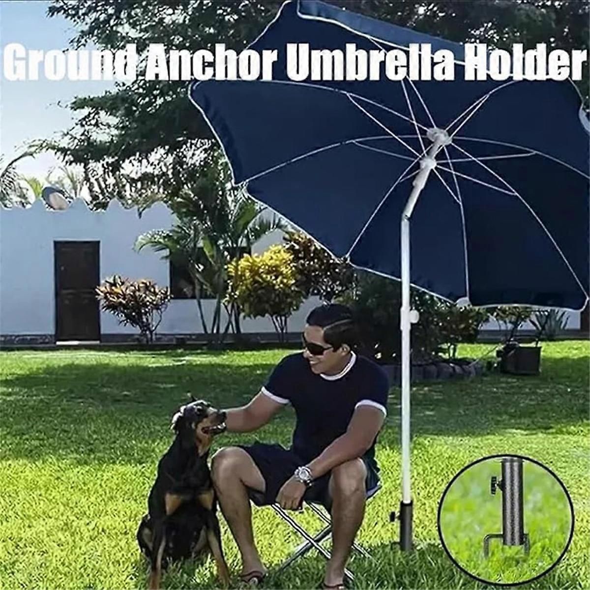 3PCS Heavy-Duty Adjustable Spiral Ground Anchor Umbrella Holder Umbrella Stands Bases Patio ...