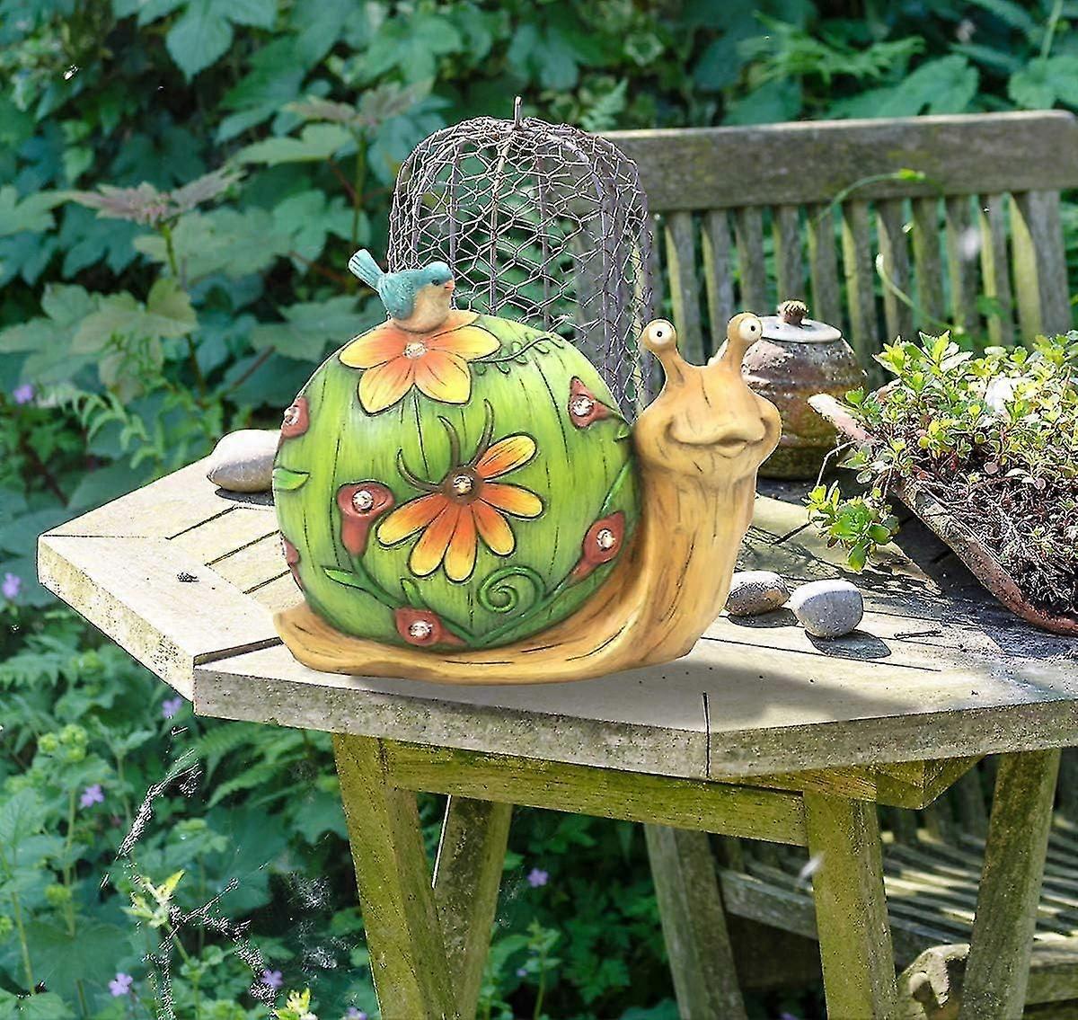 Garden Statue Snail Figurine - Solar Powered Resin Animal Sculpture ...