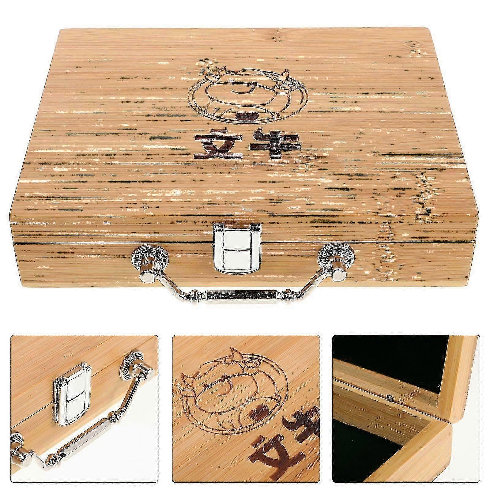 Wood Mahjong Storage Box Potable Mahjong Box Mahjong Tiles Storage Box ...