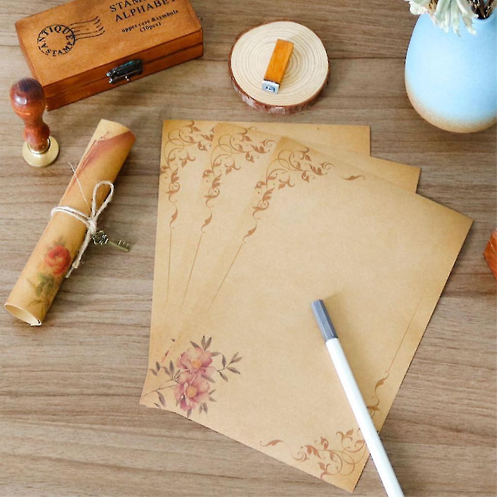8 Sheets Antique Stationary Paper Set 6" X 8" Kraft Letter Paper Double ...