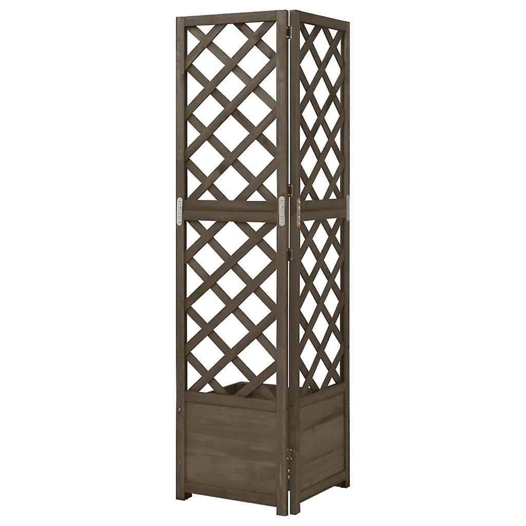 Corner trellis with planter box grey 40x40x150cm solid wood fir | Fruugo UK