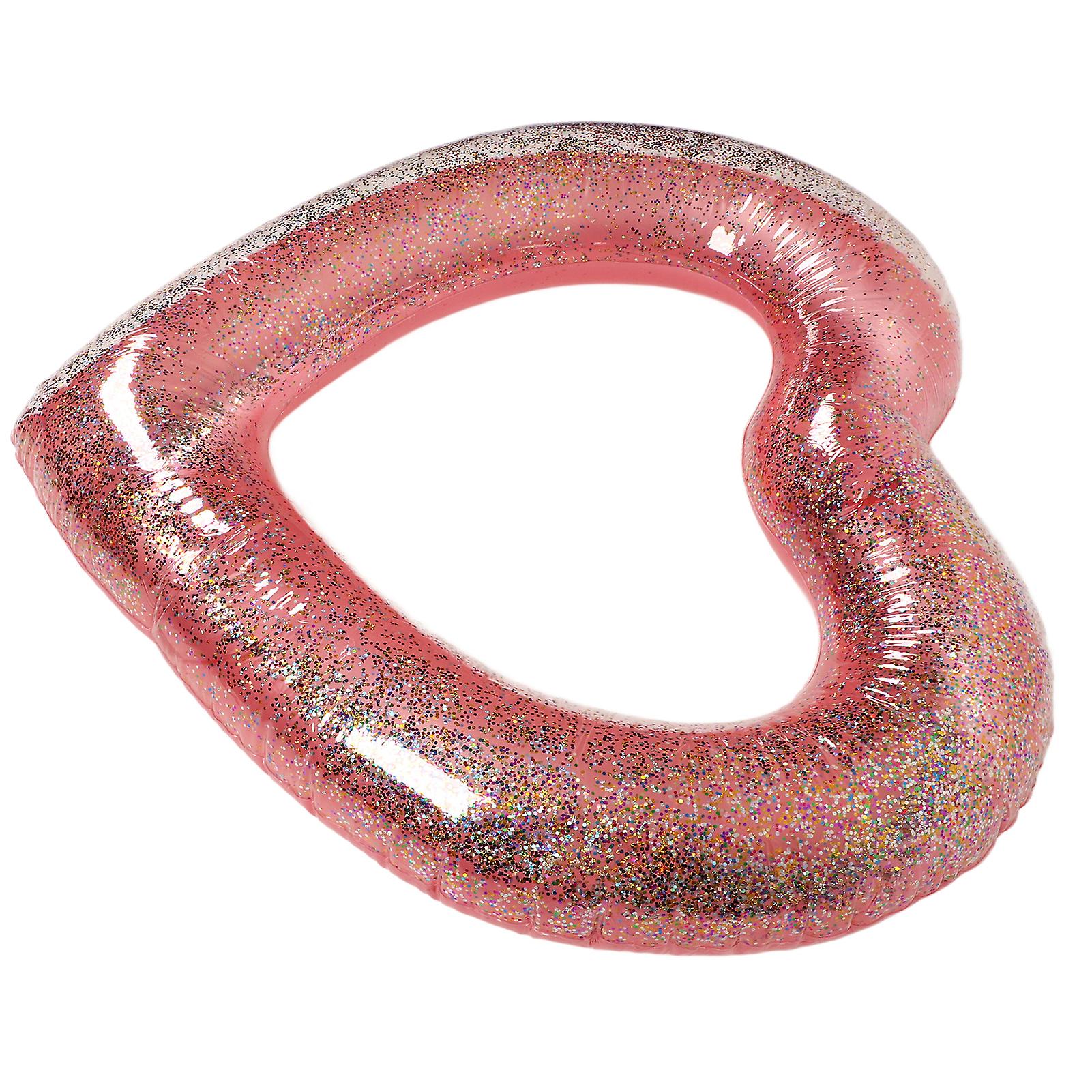 Rose Gold Sequins Heart Shape Swimming Ring Glitter Inflatable Heart ...