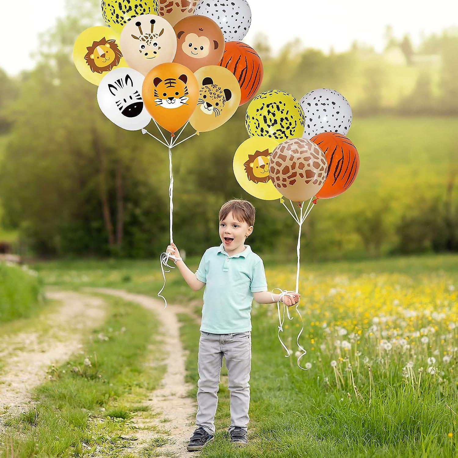 Jungle Safari Animal Print Balloons, 12" Leopard Tiger Giraffe Zebra ...