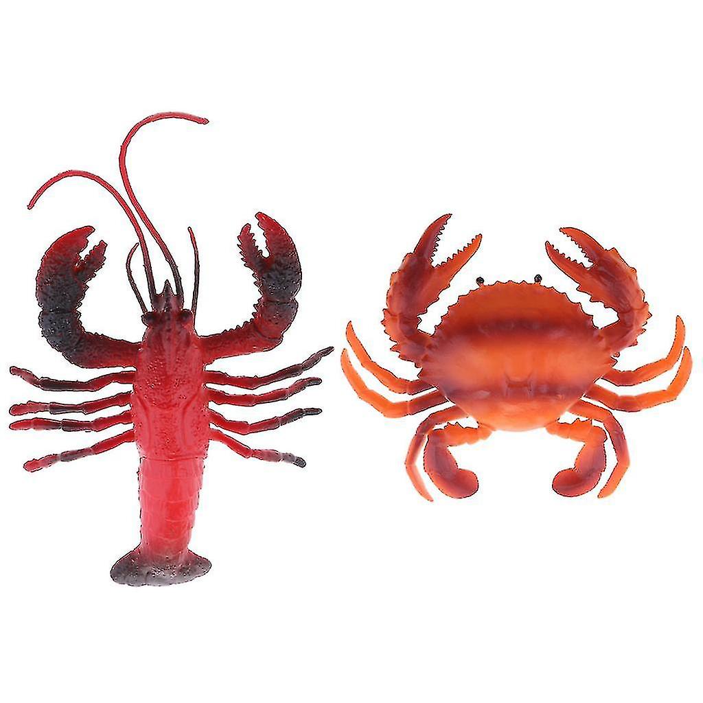 2 X Lobster & Crab Artificial Marine Animal Statue Fits For Lawn ...