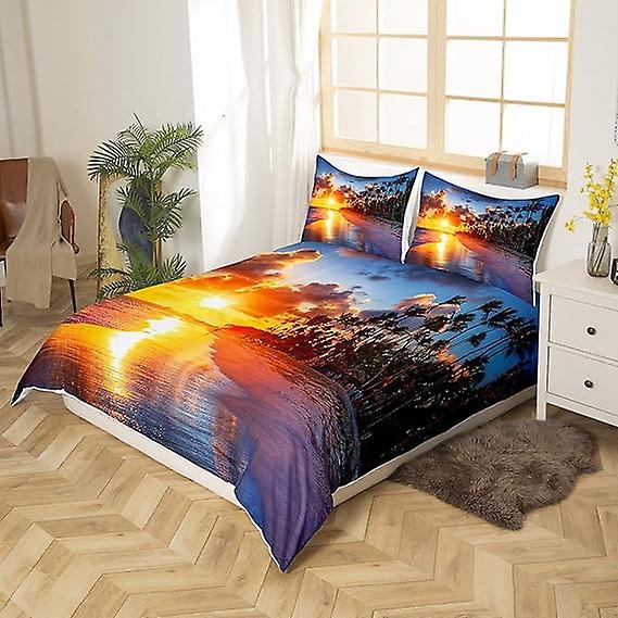 Beach Duvet Cover Set Queen Size Summer Sea Ocean Bedding Set Hawaiian ...