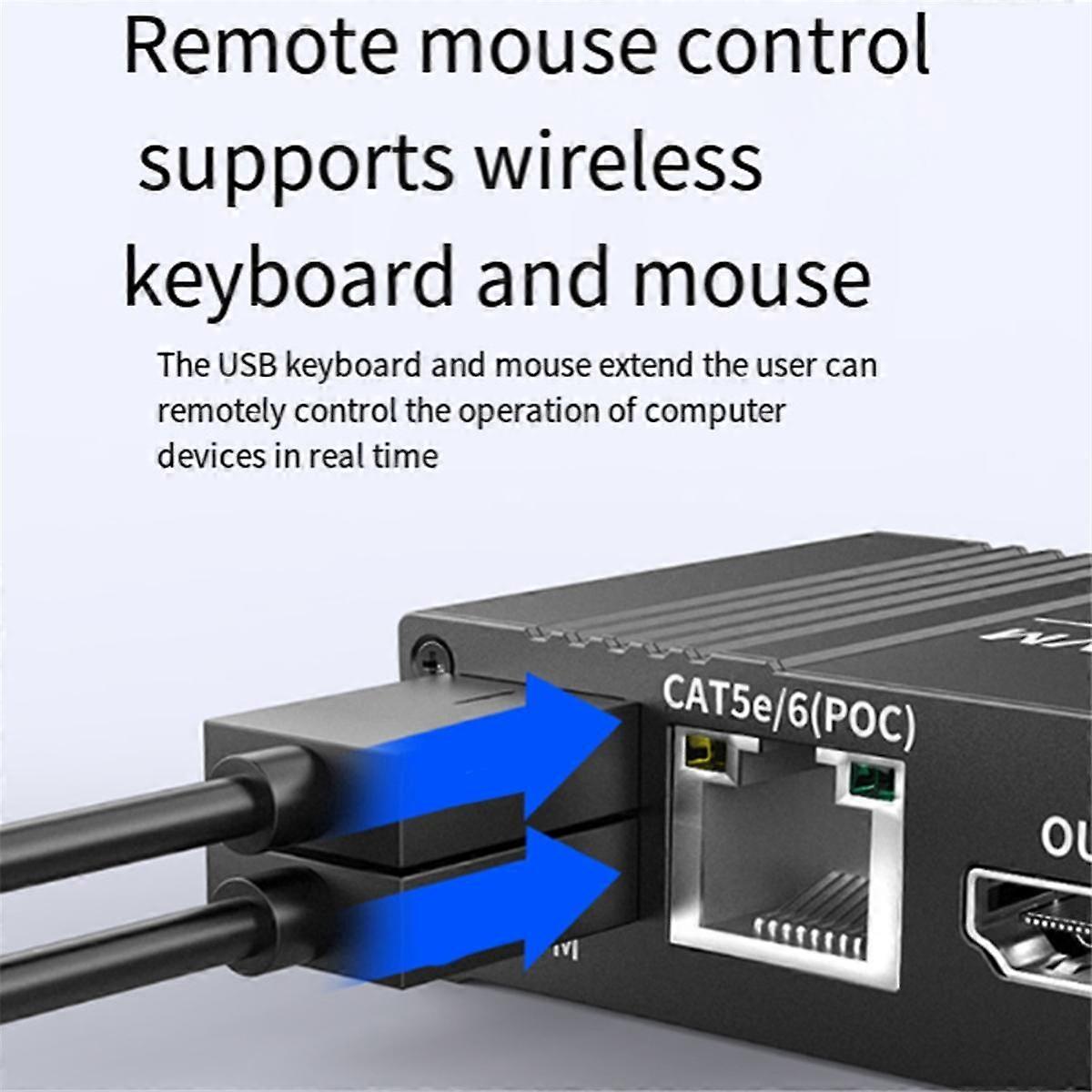 4K 60Hz -Compatible KVM Extender over IP Rj45 Cat6 USB Ethernet ...