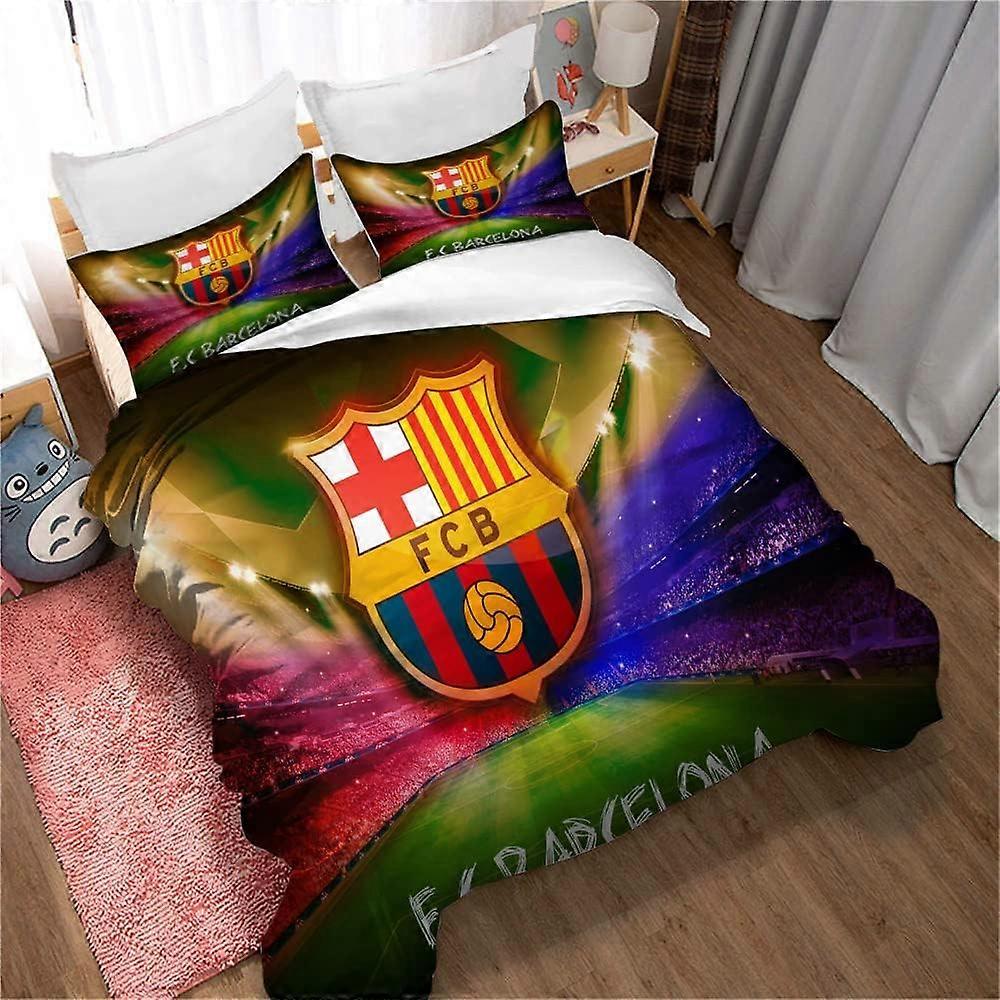 FC Barcelona Football Team Microfiber Quilt Set with Zippered Duvet ...