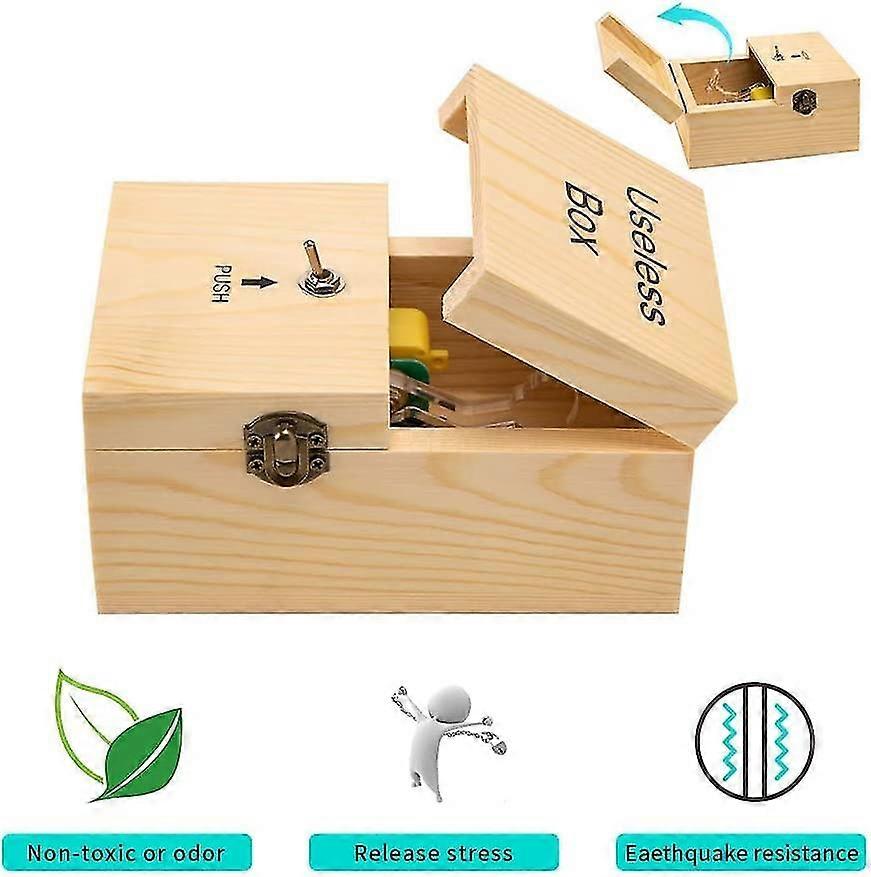 Useless Box Leave Me Alone Machine Fully Assembled In Real Woodlog Color) | Fruugo UK