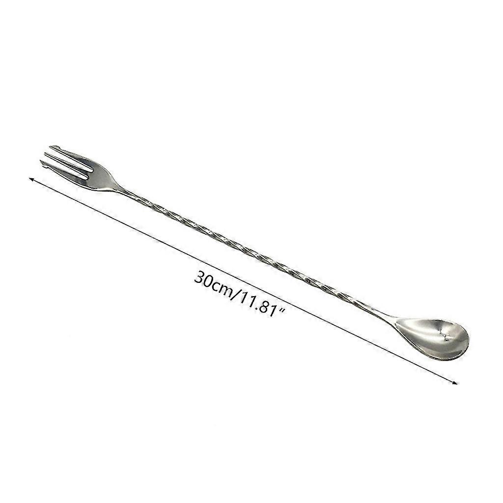 Long Spiral Handle Bar Spoon With Fork End Double Head Cocktail Mixing ...