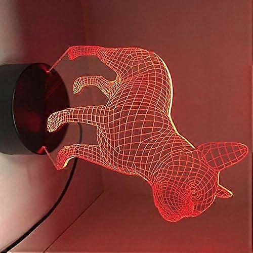3D French Bull Dog Night Light Animal Table Desk Optical Illusion Lamps ...