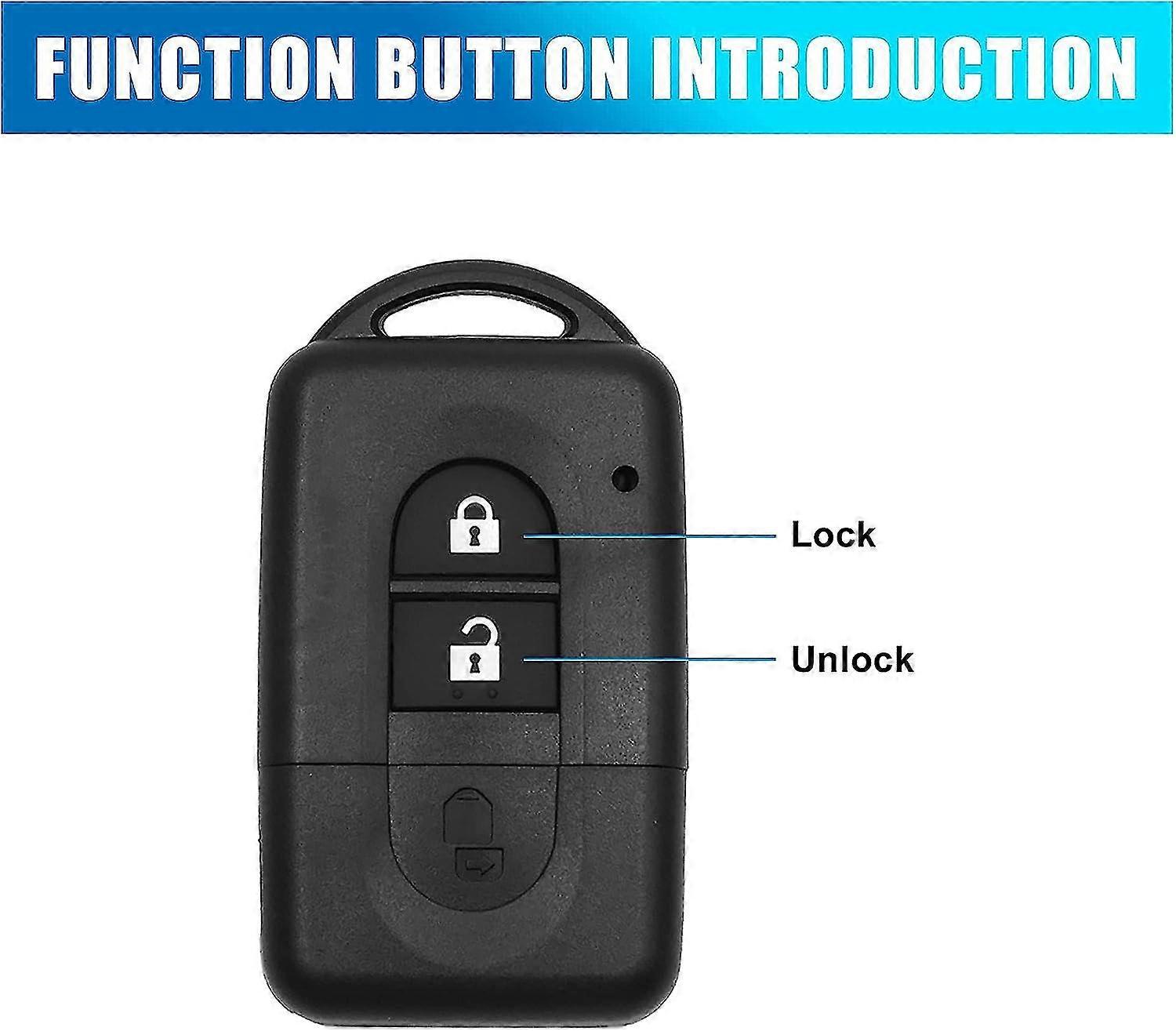 2 Button Key Fob Remote Case And Uncut Key For Nissan Micra Xtrail ...