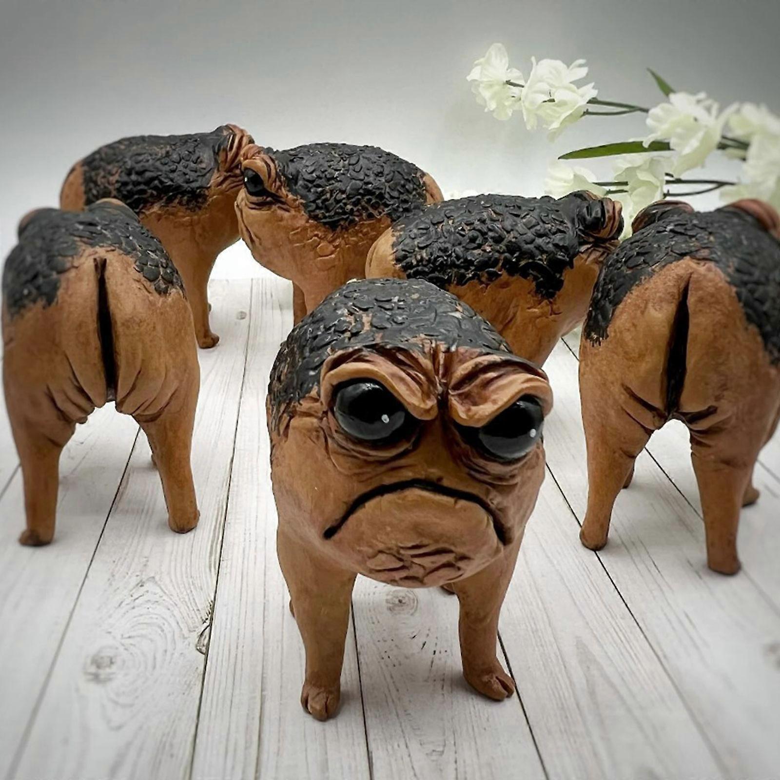 Grumpy black African rain frog resin statue Angry guacamole frog weird ...