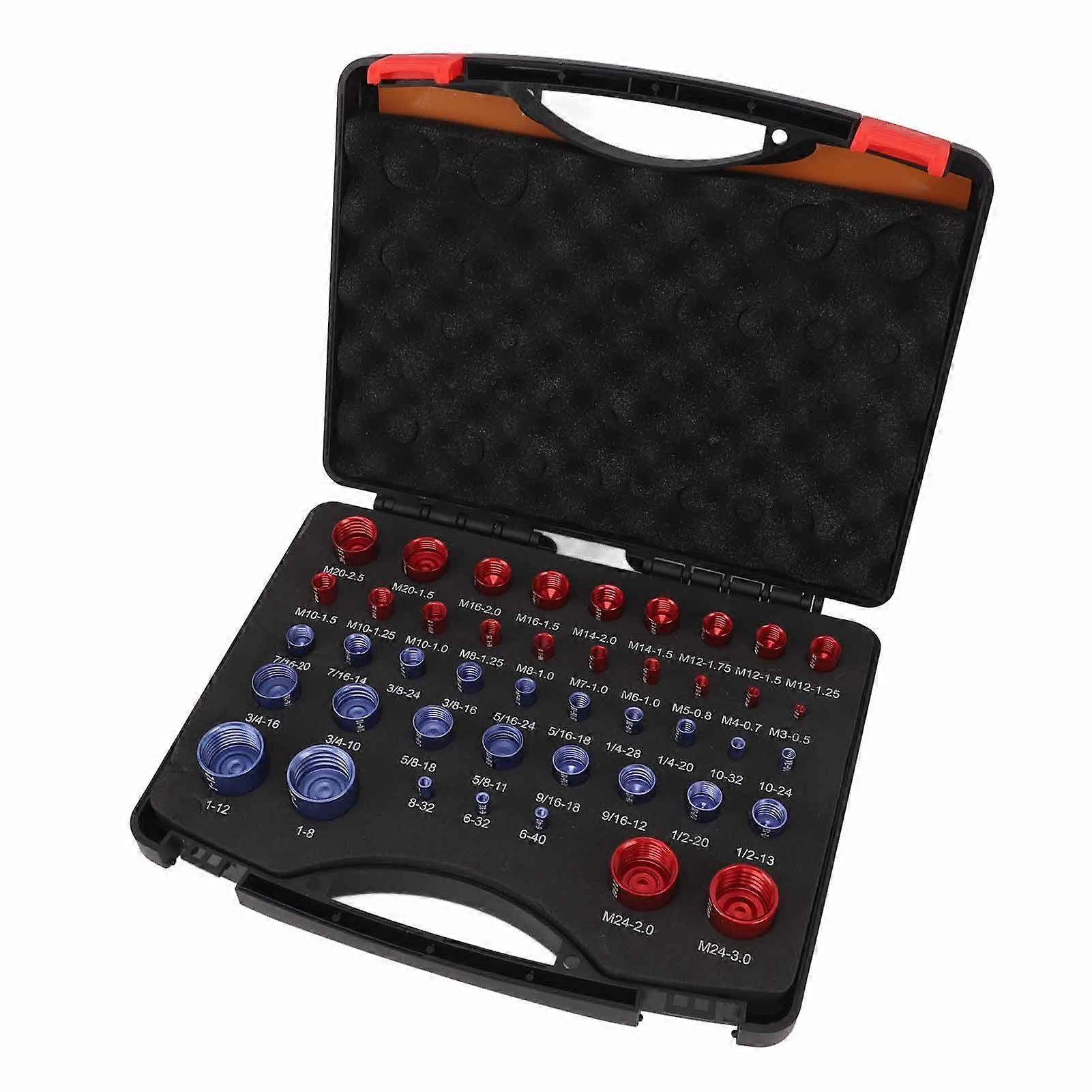 44pcs Nut and Bolt Thread Checker Red Blue Nut and Bolt Size Gauge Inch ...