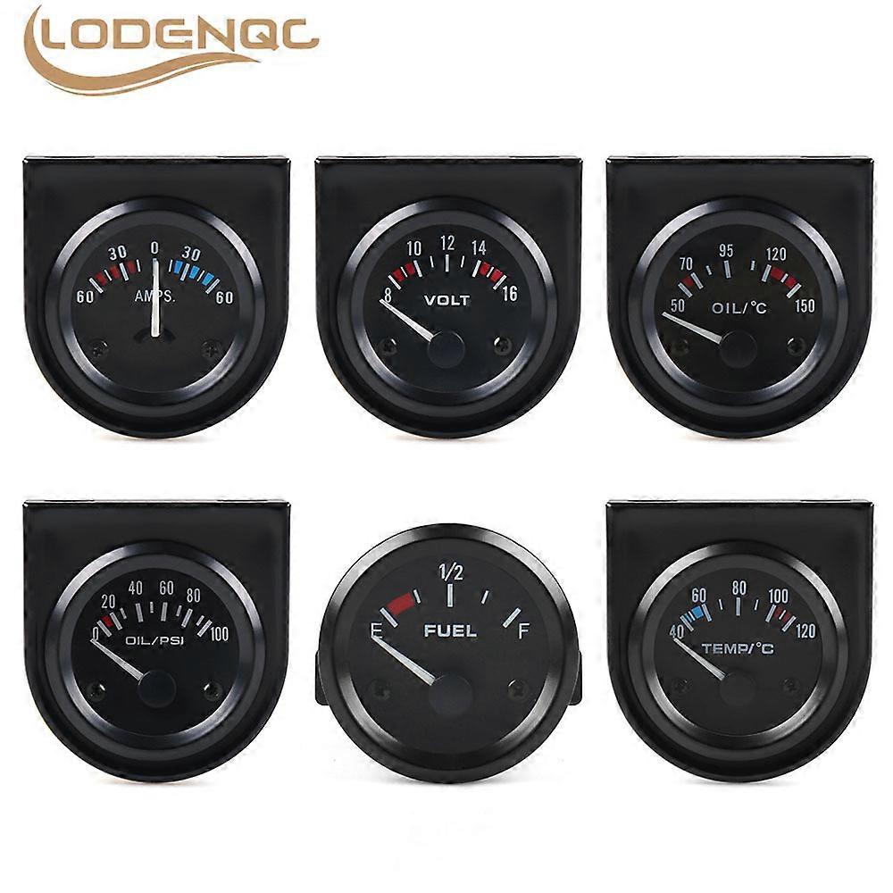 2'' 52MM Black Volt meter Water temp Oil temp gauge Oil press gauge AMP ...