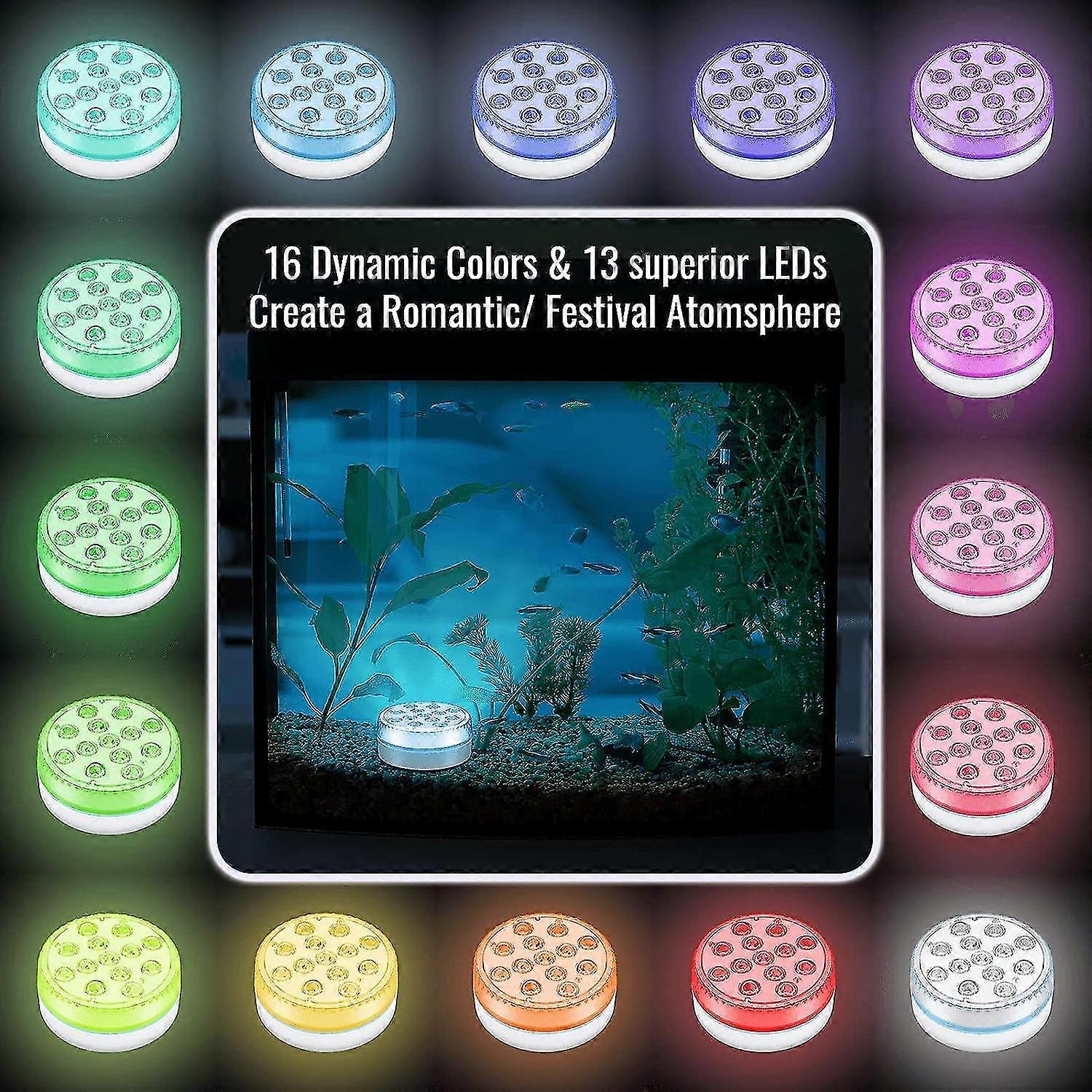 4 Pack Battery Operated Underwater Submersible LED Pool Lights with RF ...