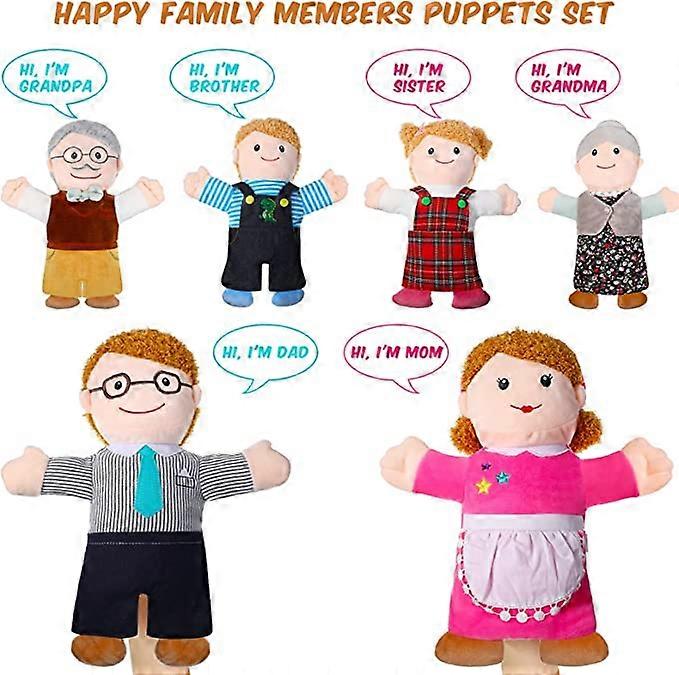 6 Pieces Hand Puppet Set 11.8 Inch Family Members Puppets Soft Plush ...