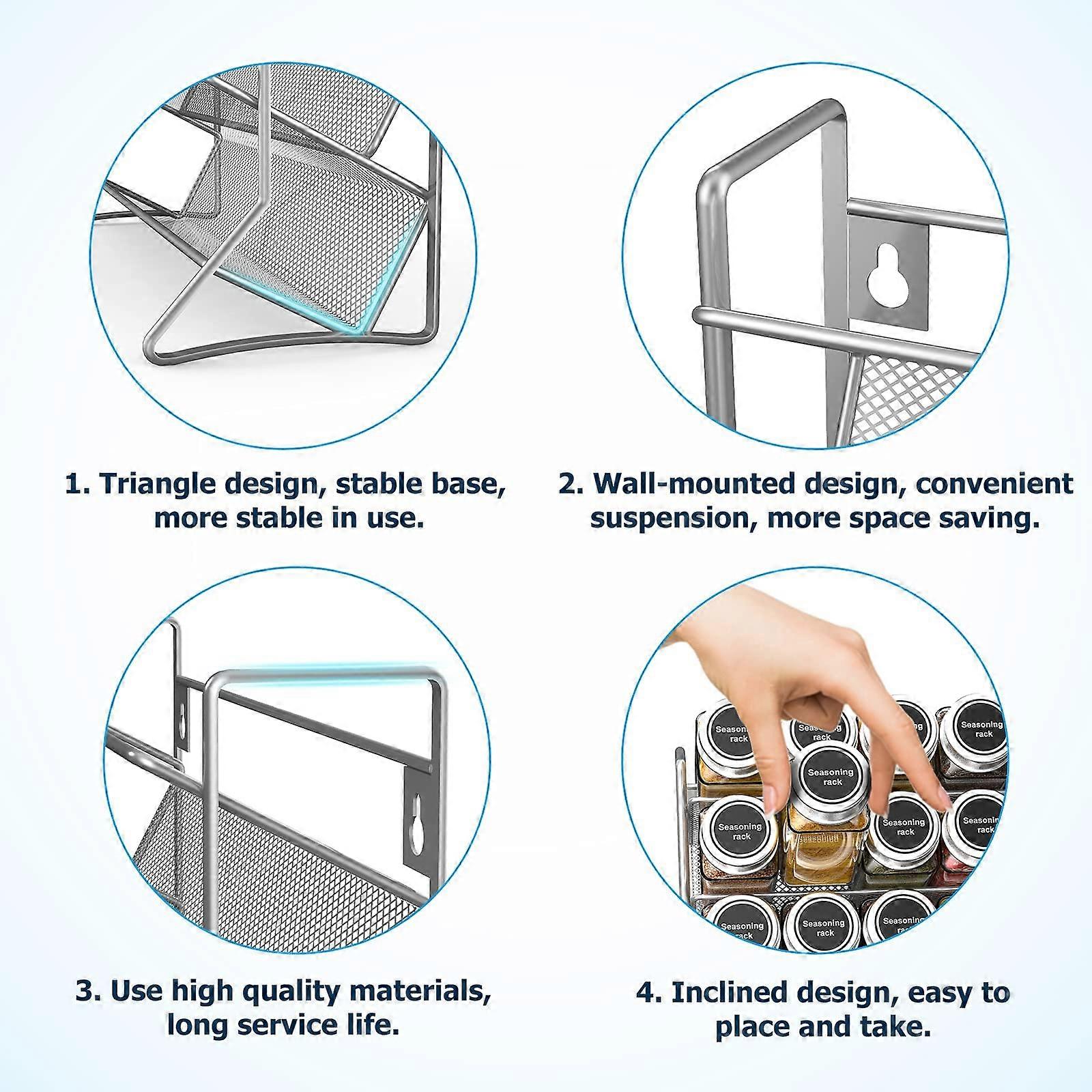 3-Tier Freestanding Spice Rack, Counter Spice Organizer, Metal Spice ...