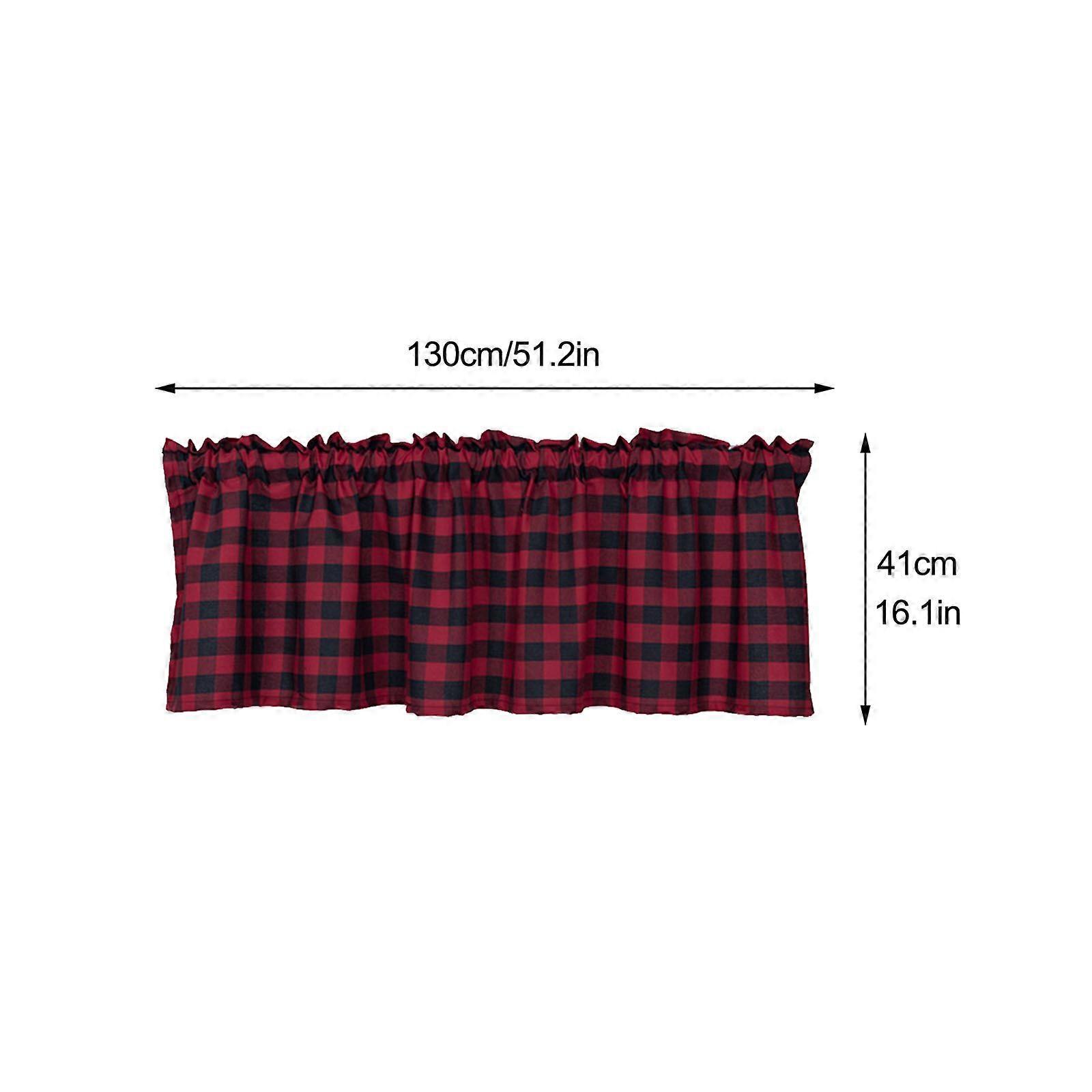 Red and Black Buffalo Check Tier Curtains for Kitchen, Heavy Duty ...