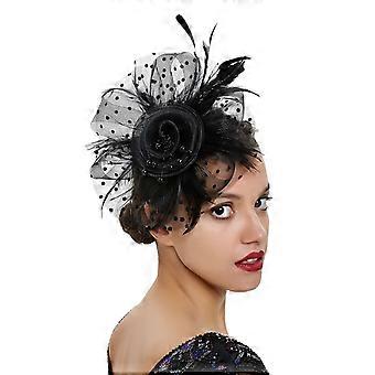 Stilfuld fjer pandebånd med mesh hat for elegant og vintage looks aften ...