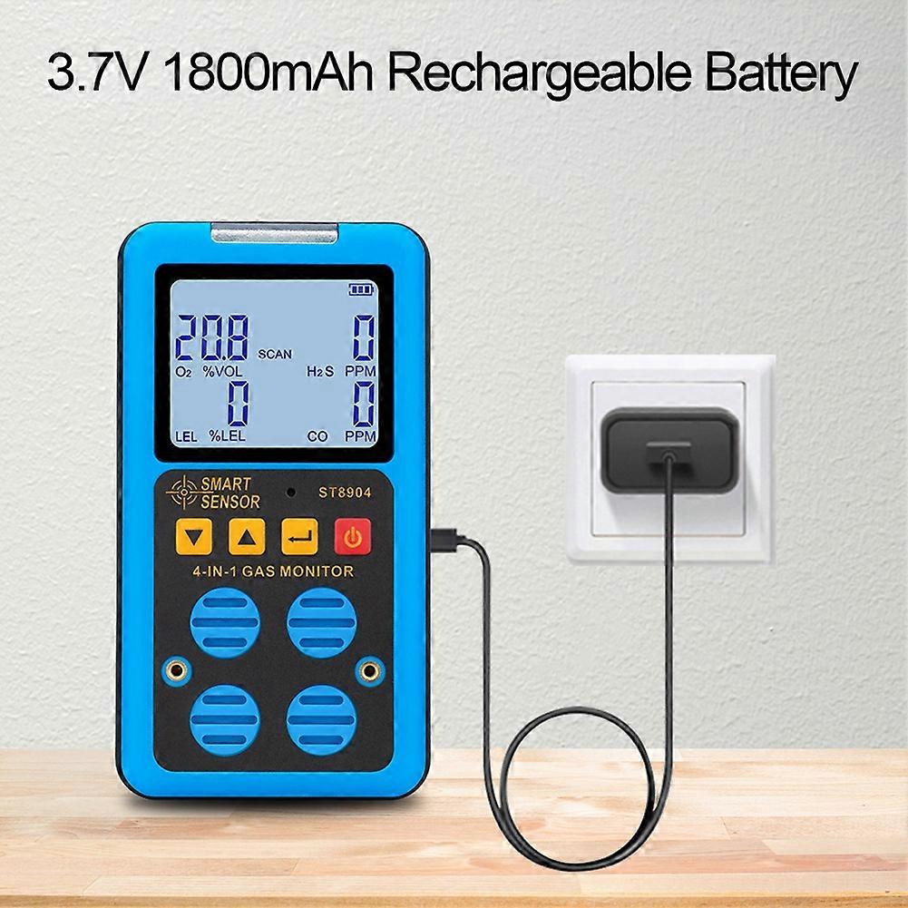 Gas Detector Oxygen O2 Hydrogen Sulfide H2S Carbon Monoxide CO ...