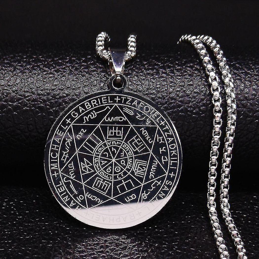 Seven Archangels Amulet Stainless Steel Necklaces Men Seal Of Solomon ...