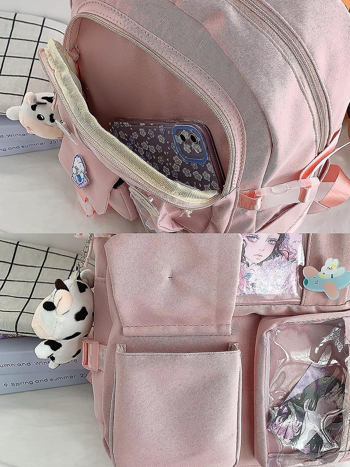 Kawaii Backpack with Pins Kawaii School Backpack Cute Aesthetic ...