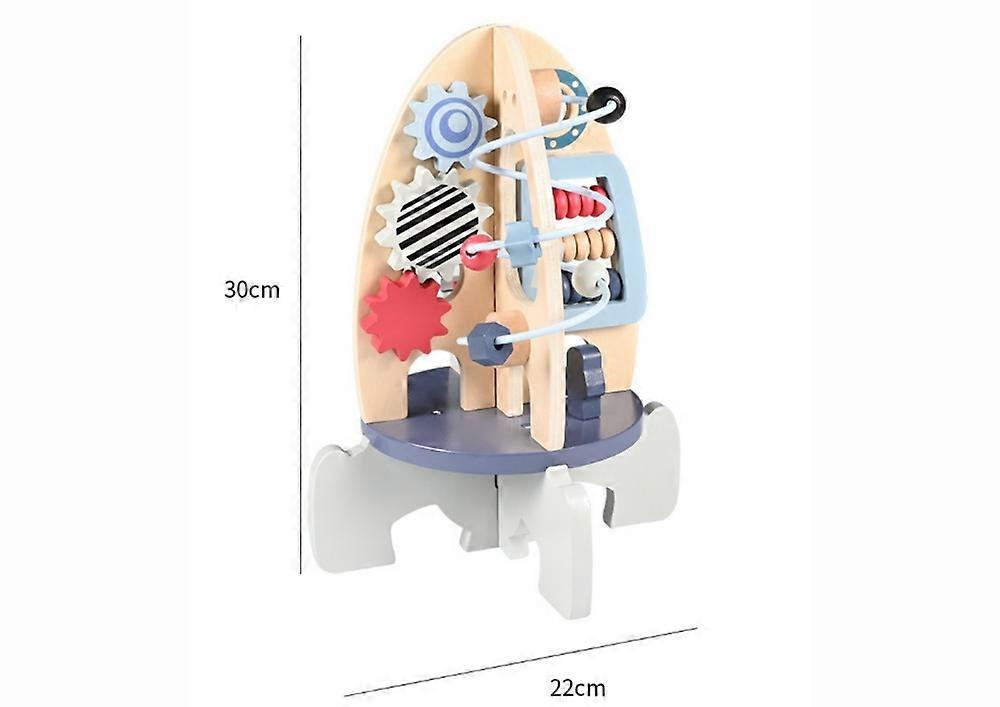 Wooden rocket toy with beads, gears and shape sorter | Fruugo UK