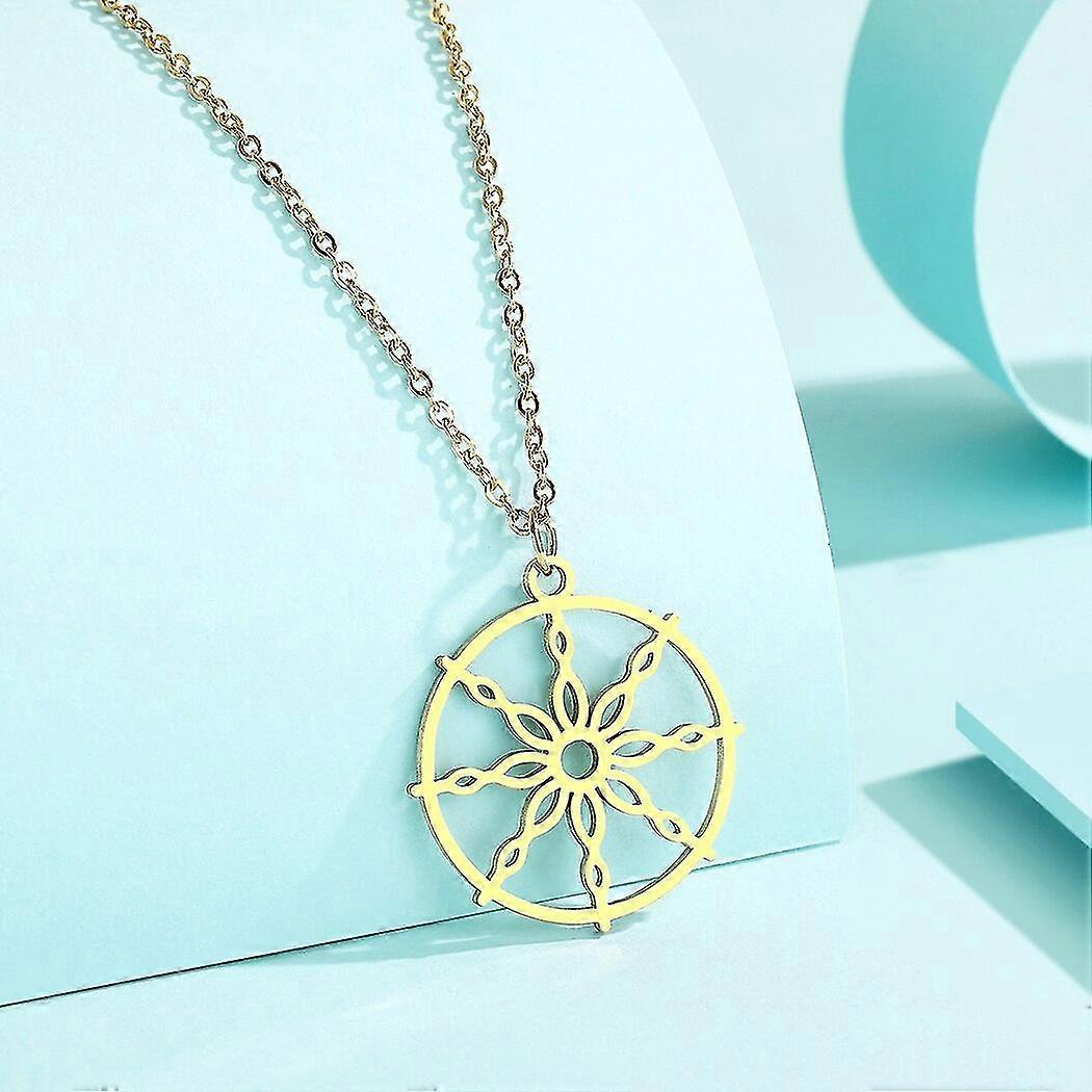 Dharma Wheel Buddhism Pendant Necklaces Dharmachakra Yoga Choker ...