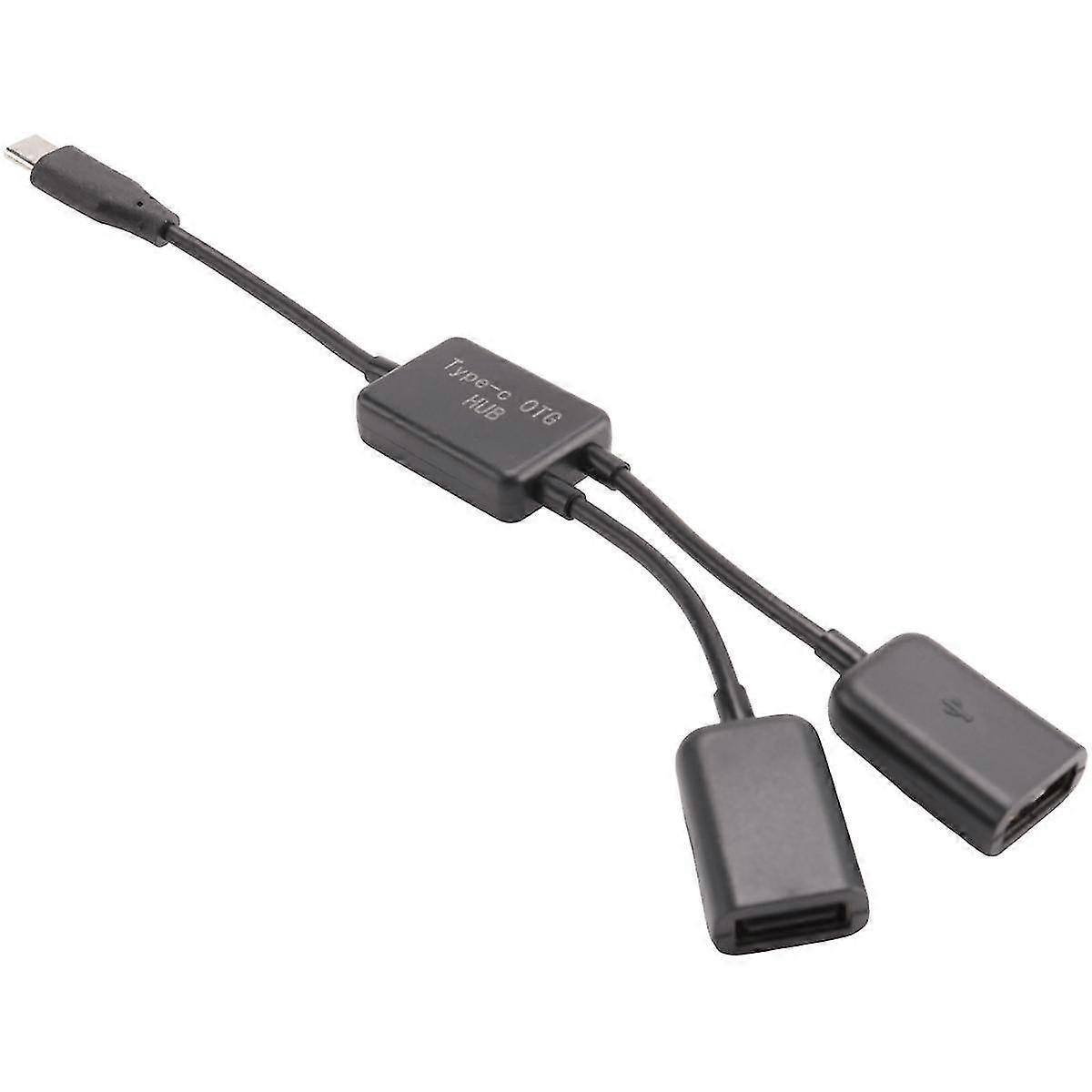 Type C OTG USB Male to Dual 2.0 Female OTG Charge 2 Port HUB Cable Y ...