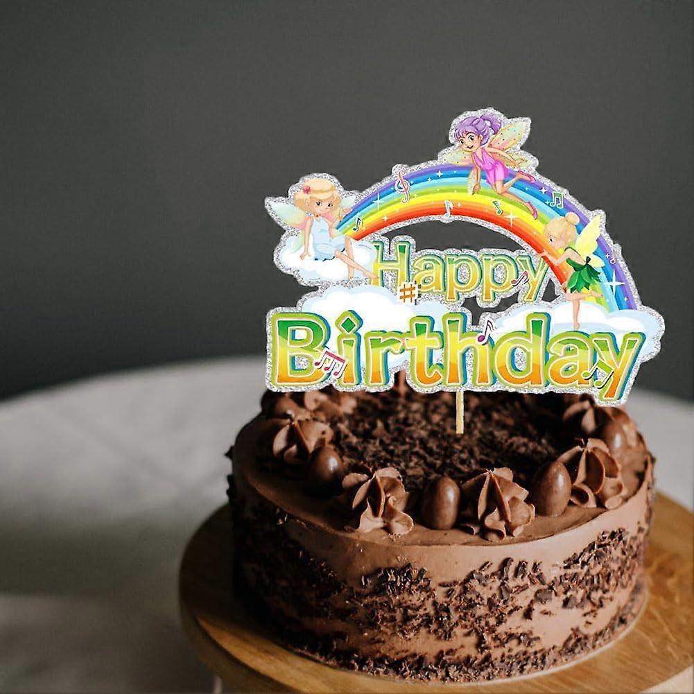 Tinkerbell Happy Birthday Cake Topper, Rainbow Happy Birthday Cake ...