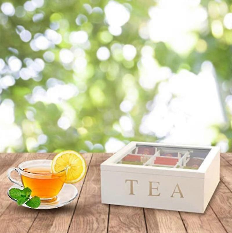 Wooden Tea Box, Tea Box In White, Tea Box With 9 Compartments,white ...