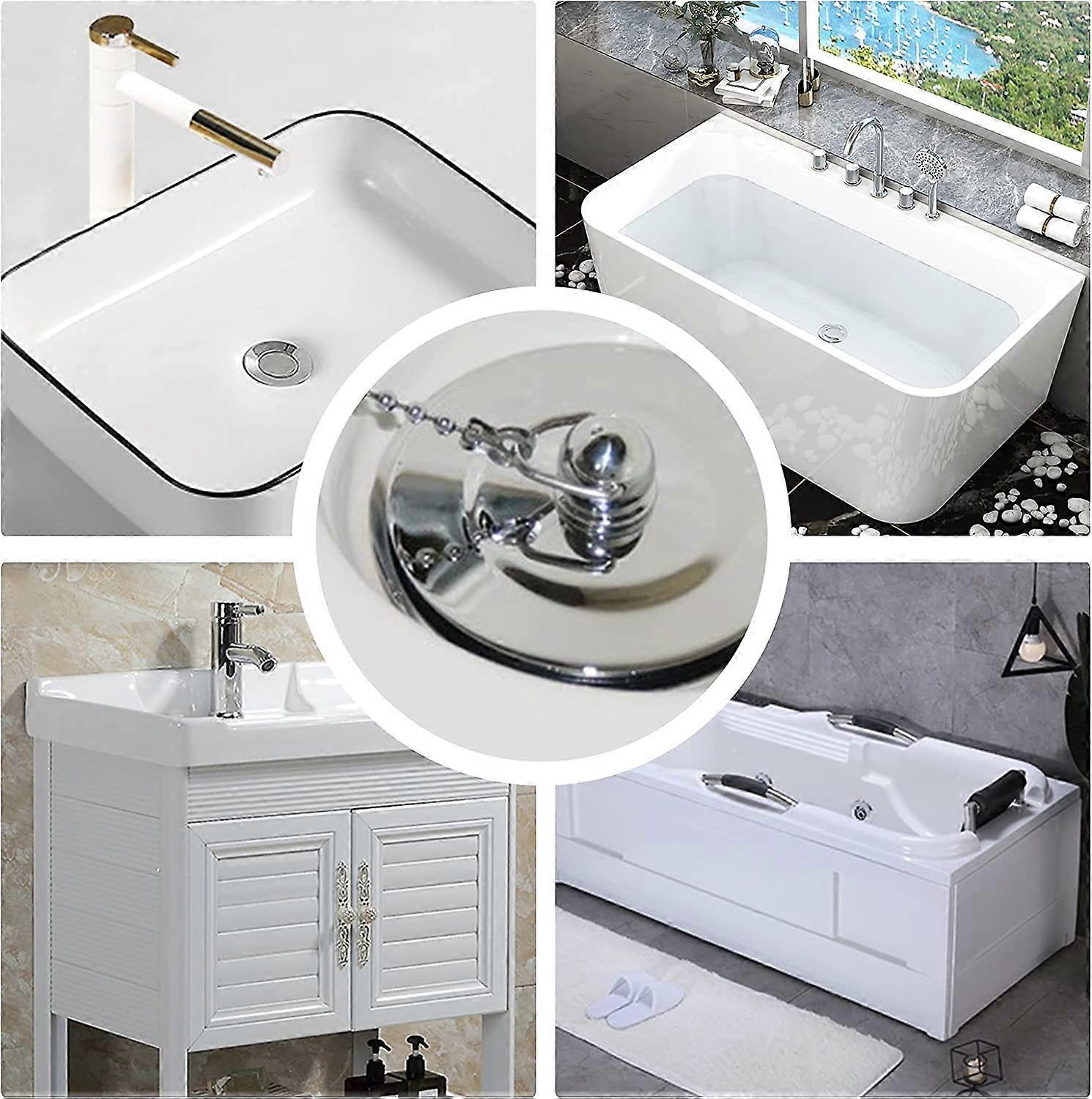Sink Stopper with Chain Rust Proof Bathtub Drain Stopper with Rubber ...
