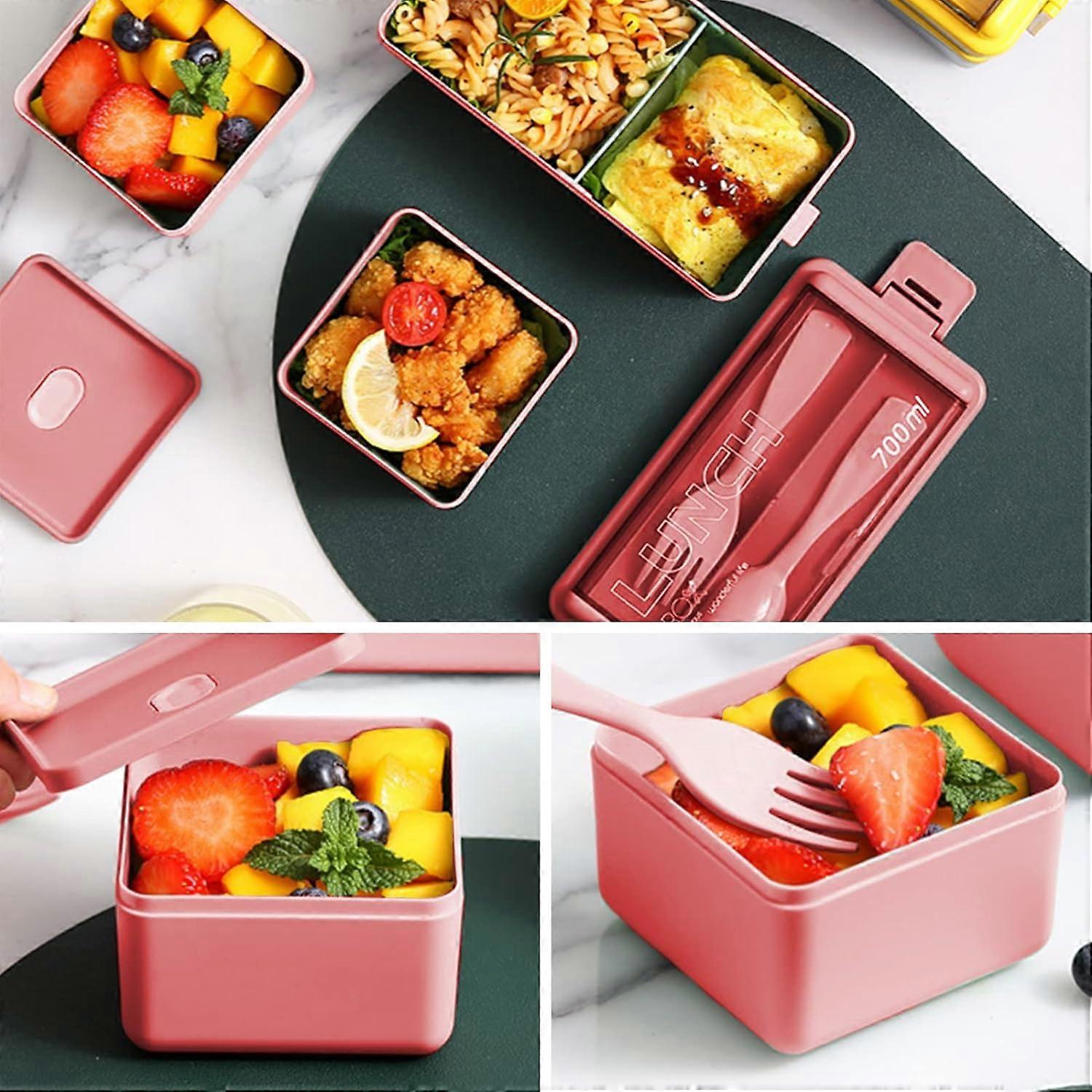 Lunch Box ,1400ml Containers with 3 Removable Compartments and Cutlery ...