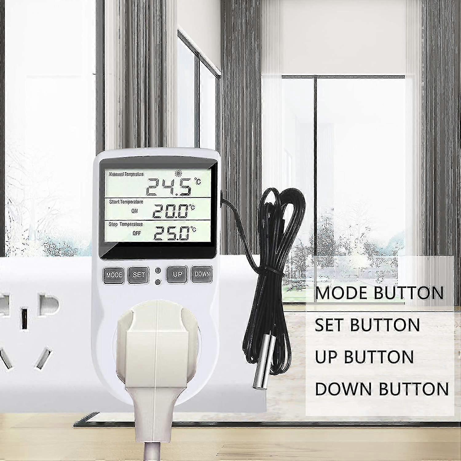 Digital Temperature Controller Socket Thermostat For Greenhouse Farm Glass Container Eu-plug ...