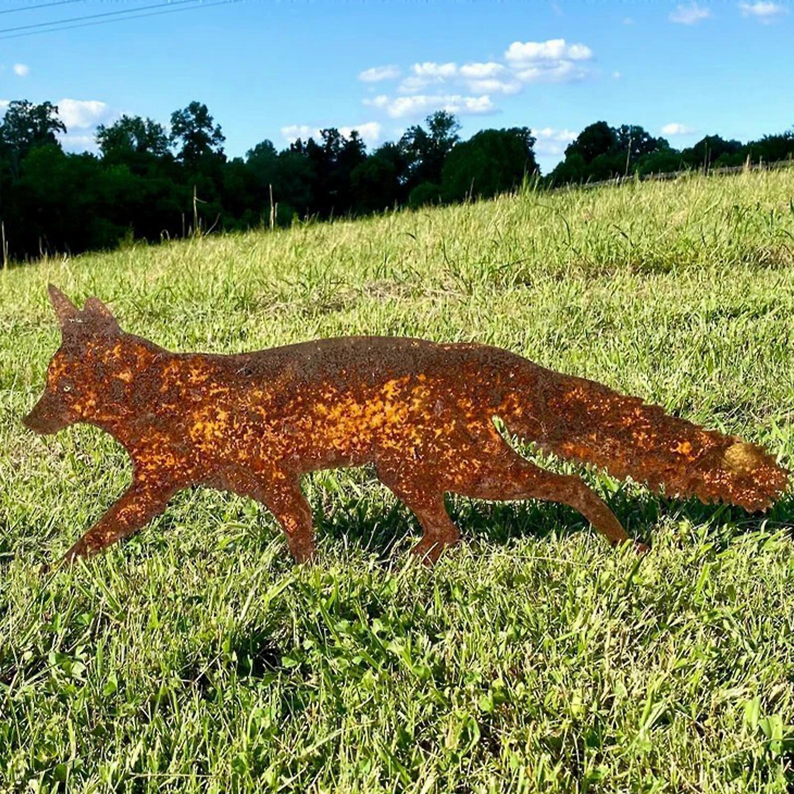 Metal Fox Garden Decoration, Fox Iron Art Outdoor Garden Ornament ...