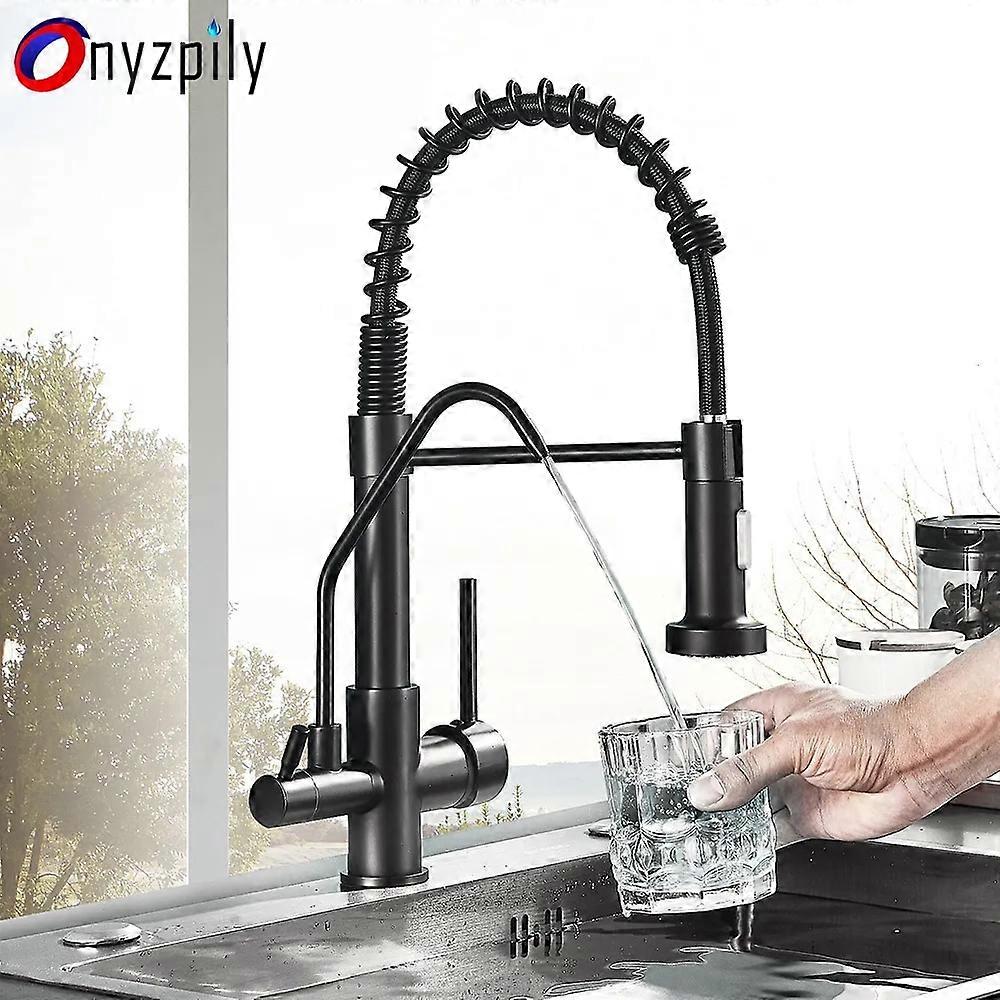 Matte Black Filtered Crane Kitchen Pull Out Spray 360 Rotation Water ...