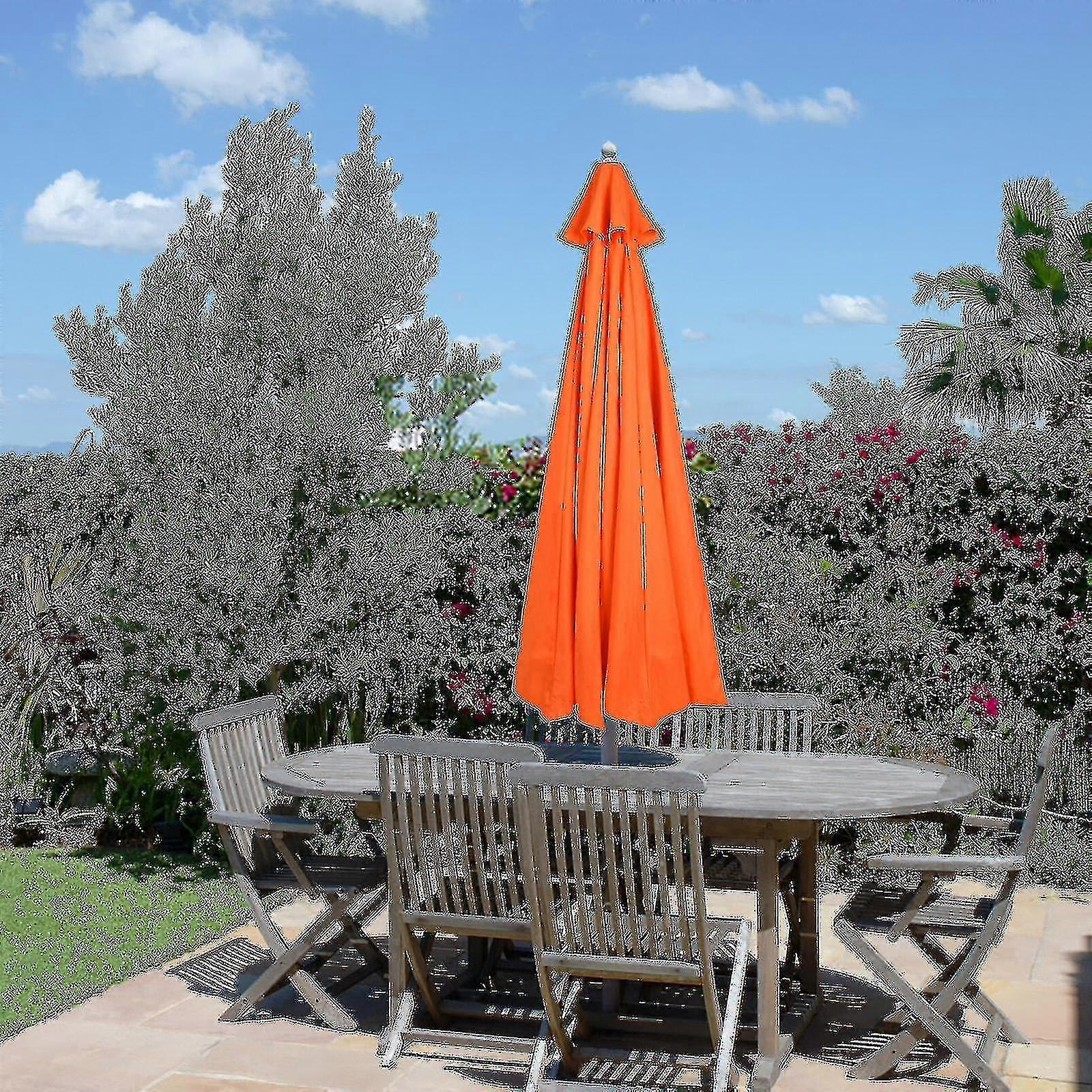 Round Garden Parasol Umbrella Outdoor Patio Sun Shade Canopy 6/8x Arm ...