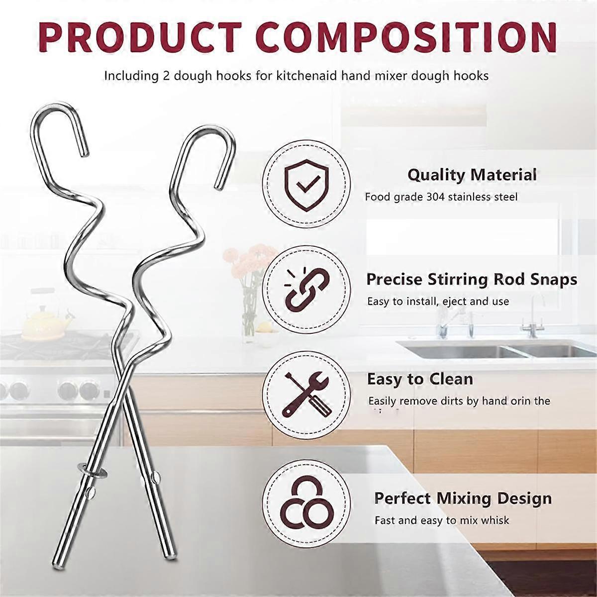 Dough Hook for Hand Mixer Replacement for Hand Mixer Dough Hooks KHM512 ...