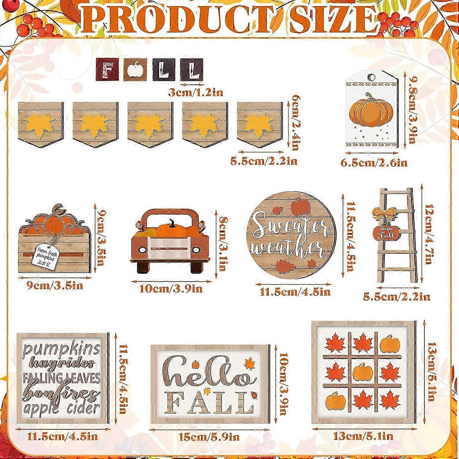 17Pcs Fall Tiered Tray Decorations Set, Thanksgiving Pumpkin Maple ...