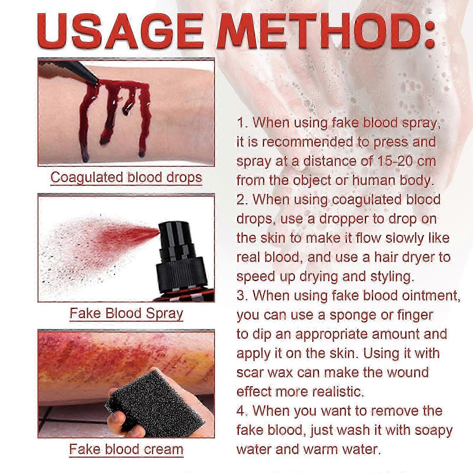 Halloween Fake Blood Makeup Kit - Realistic Special Effects Blood, Skin ...