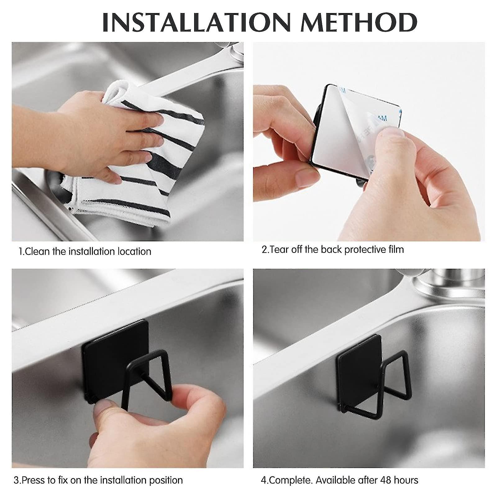 Zk-4pcs Self-adhesive Sponge Holder, Stainless Steel Kitchen Sponge ...