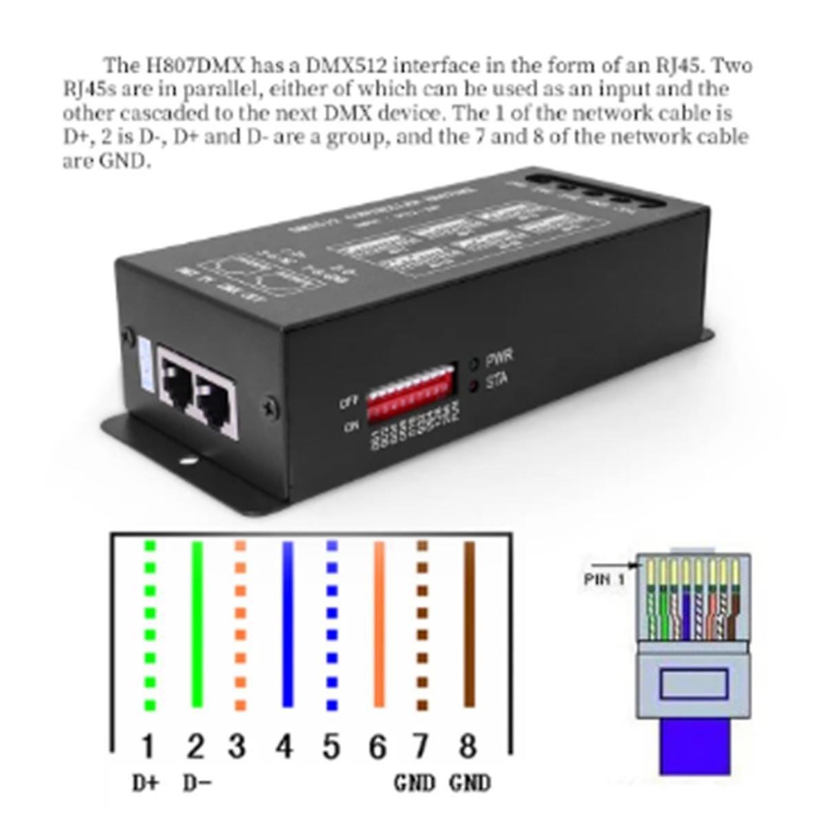 DMX512 H807 RGB LED Controller DMX WS2811 WS2812B WS2813 WS2815 Pixels ...