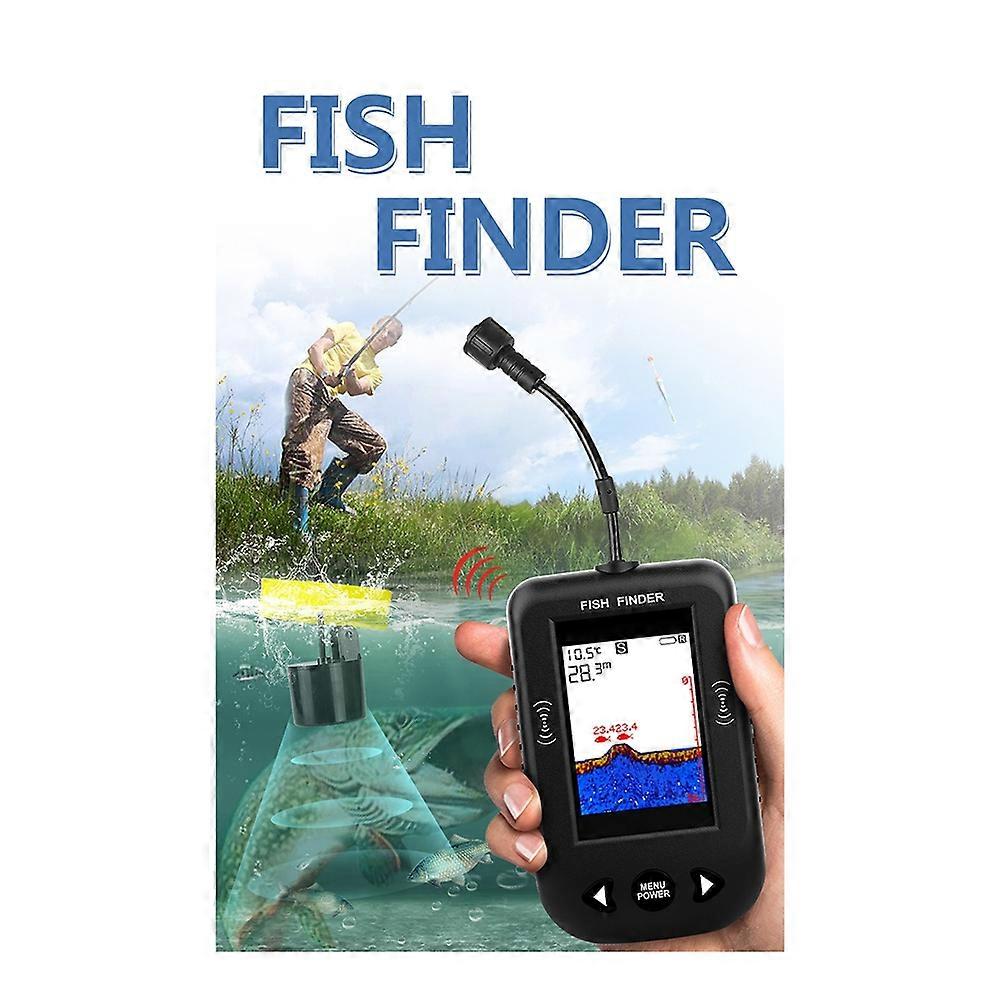 Portable Fish Finder Water Depth Temperature Fishfinder with Wire Sonar Sensor Transducer for ...