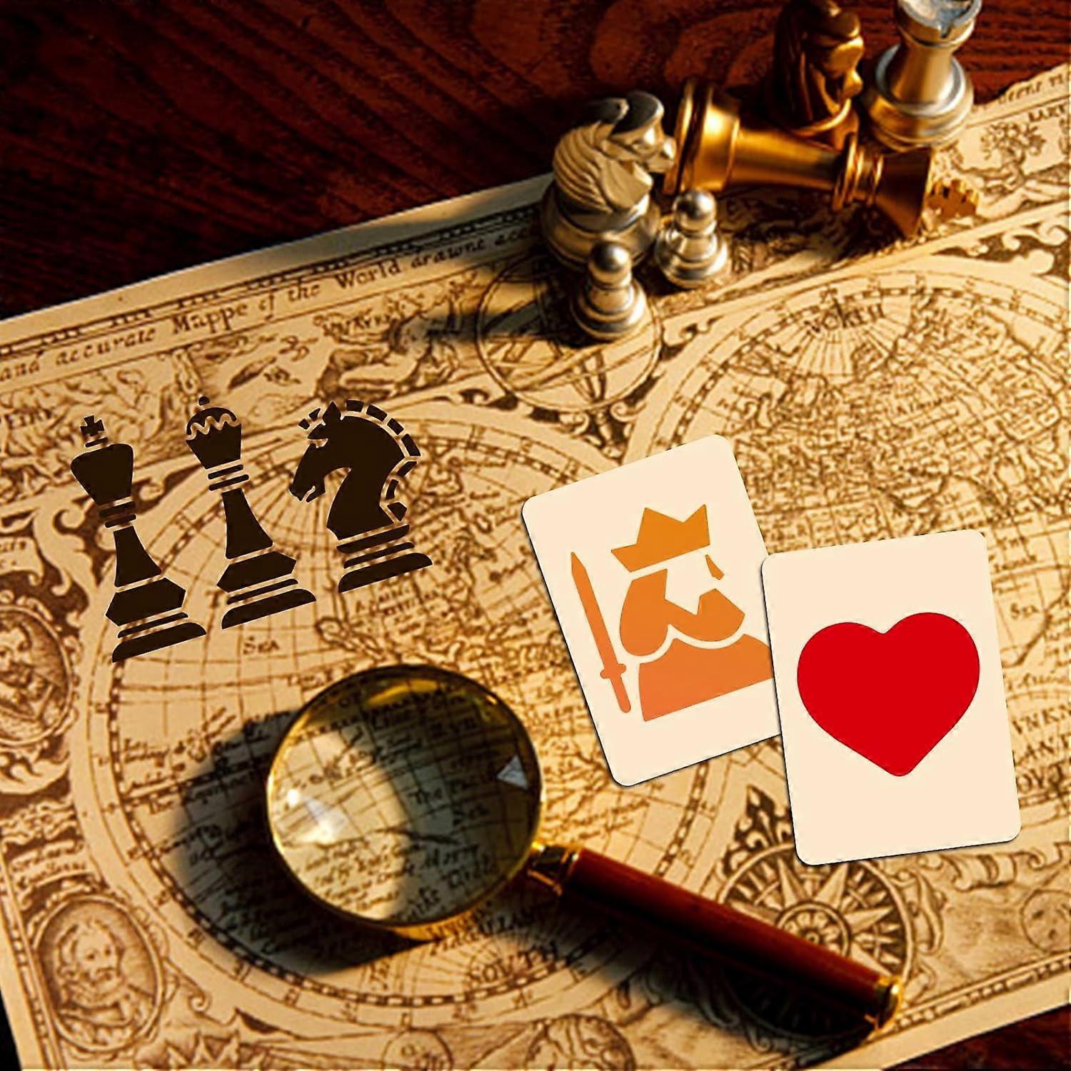 1Pc Playing Cards Chess Stencils Hearts Clubs Diamonds Spades Stencil ...