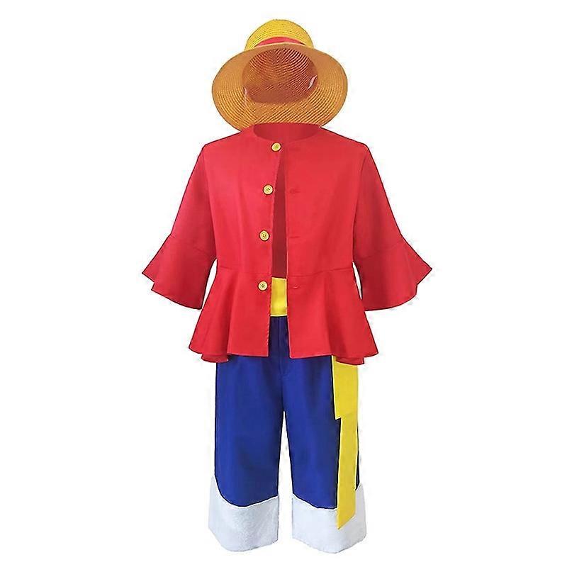 Anime Luffy Cosplay Kostym Monkey D. Luffy Red Tstirt Byxor Hatt Kostym ...